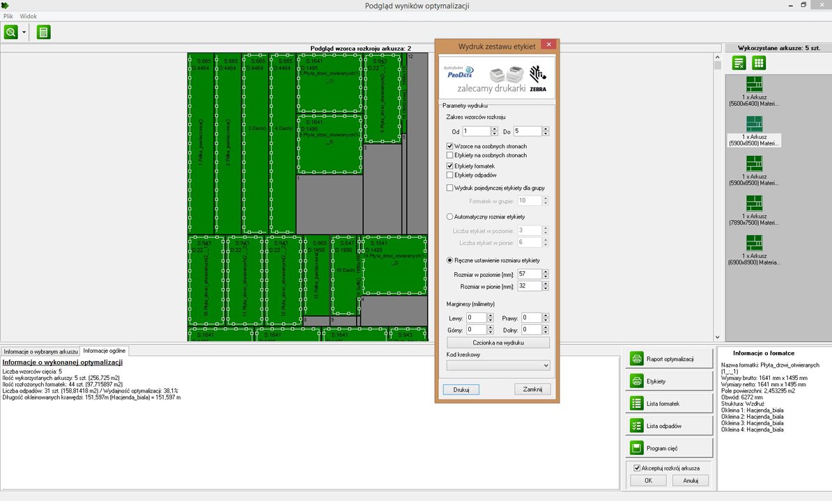CAD Rozkrój - program do optymalizacja cięcia płyt meblowych | INFORMIK